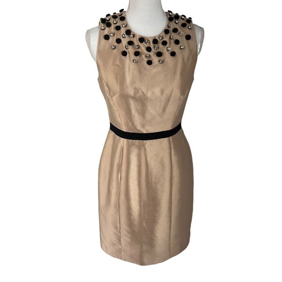 Milly | Dresses | Milly Gold Black Sleeveless Embellished Back Zip ...
